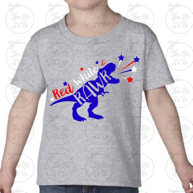Red White and Rawr SVG T-rex Rawr Svg Dinosaur Svg Kids USA - Etsy