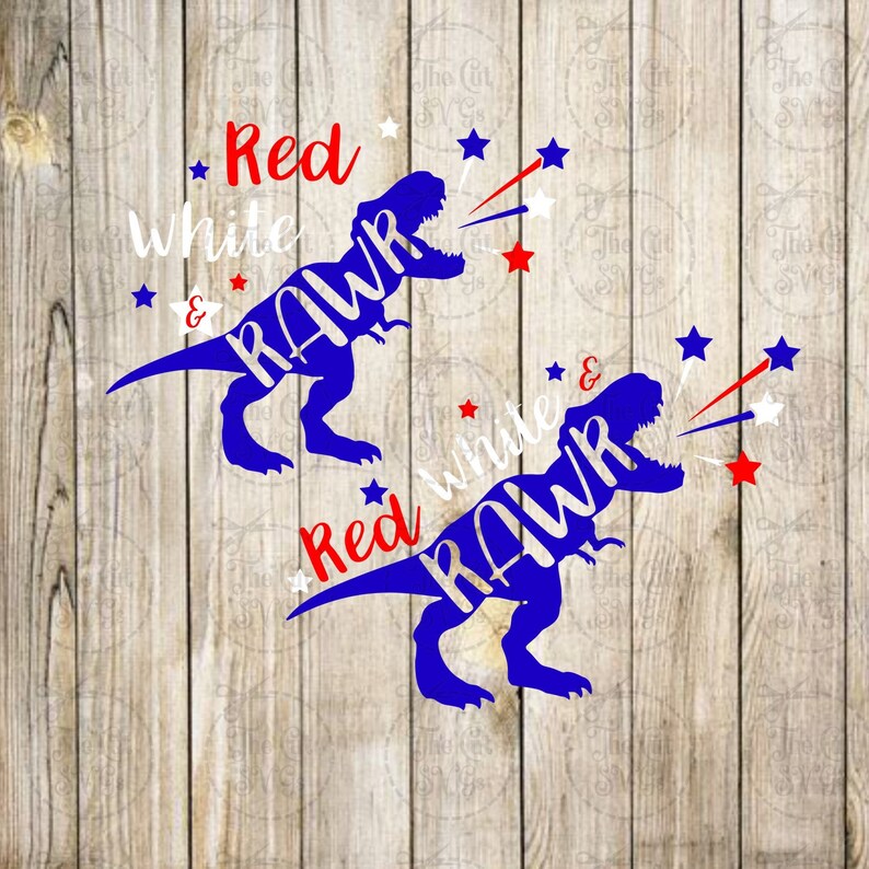 Red White and Rawr SVG T-rex Rawr Svg Dinosaur Svg Kids USA - Etsy