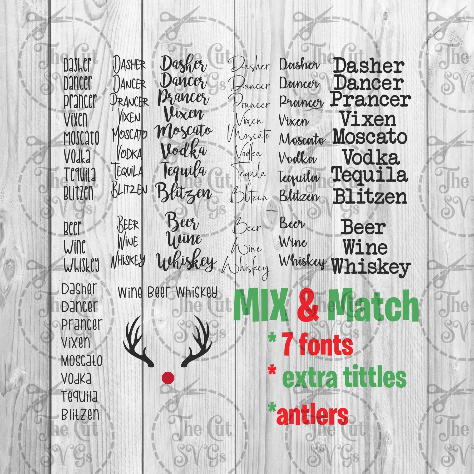 Reindeer Names Svg Reindeer Alcohol SVG Christmas SVG - Etsy