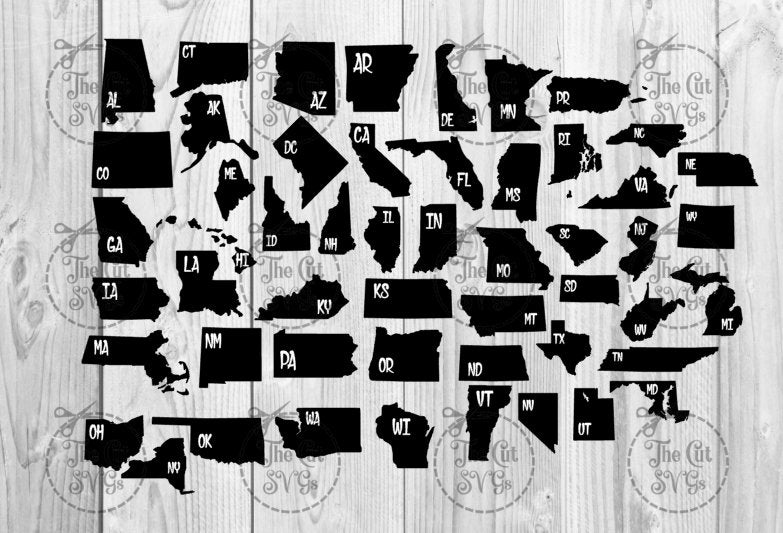US States Svg USA Map SVG All States Svg File - Etsy Canada