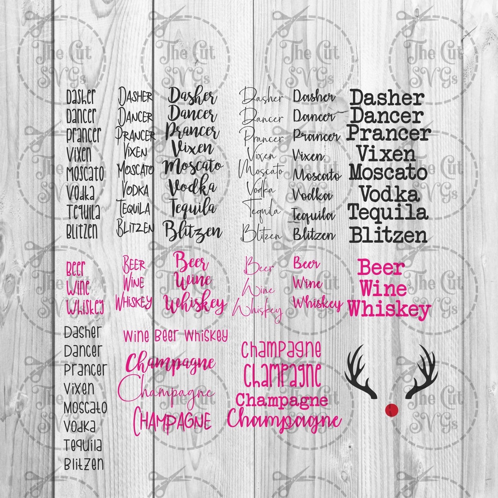Reindeer Names Svg Reindeer Alcohol SVG Christmas SVG | Etsy