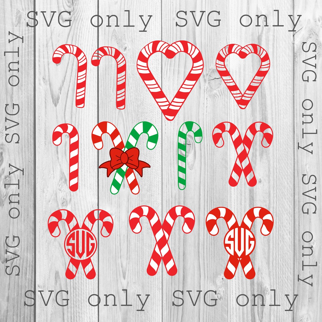 Candy Cane SVG, Christmas SVG, Christmas Monogram Svg, Santa Svg, Xmas ...