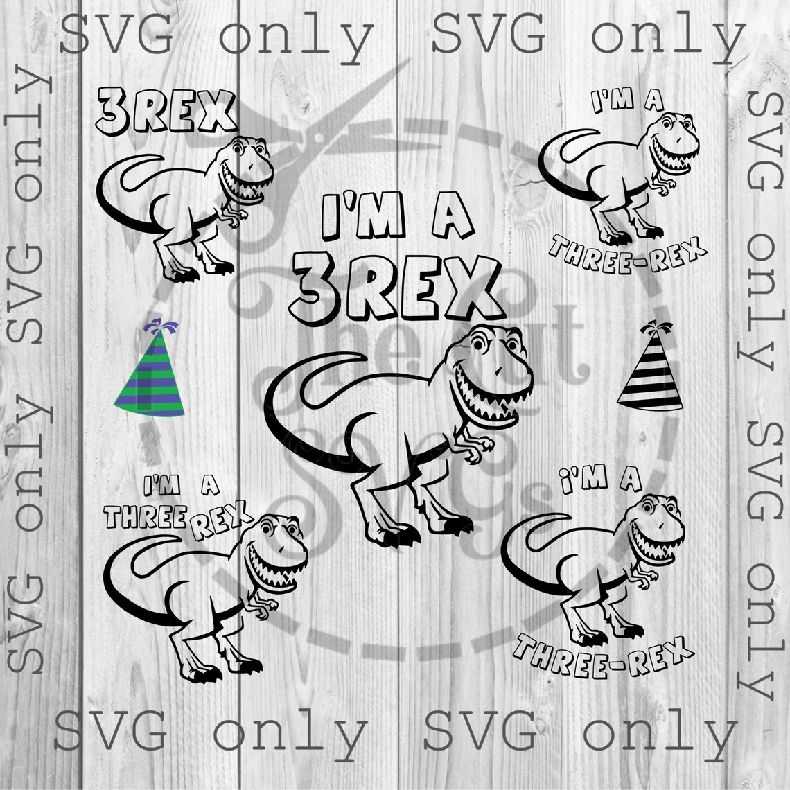 Three Rex Svg 3rd Birthday Svg 3 Rex SVG Dinosaur Birthday | Etsy