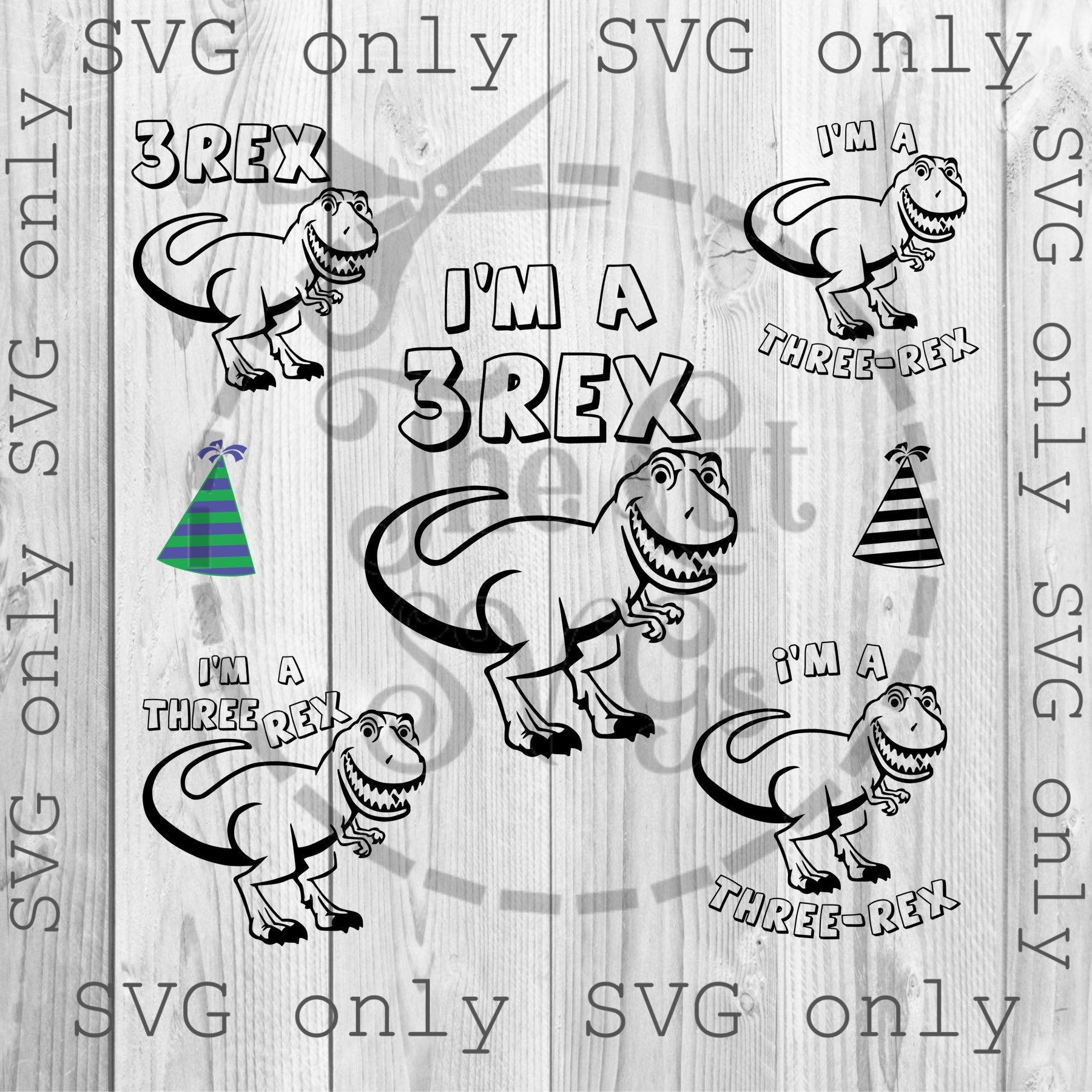 Three Rex Svg 3rd Birthday Svg 3 Rex SVG Dinosaur Birthday | Etsy