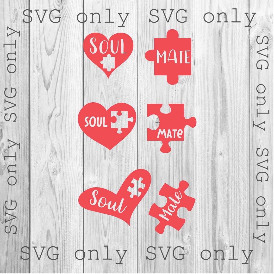 Soul Mate Svg, Soul Mate Puzzle Svg, Valentine Svg, Love More Svg ...