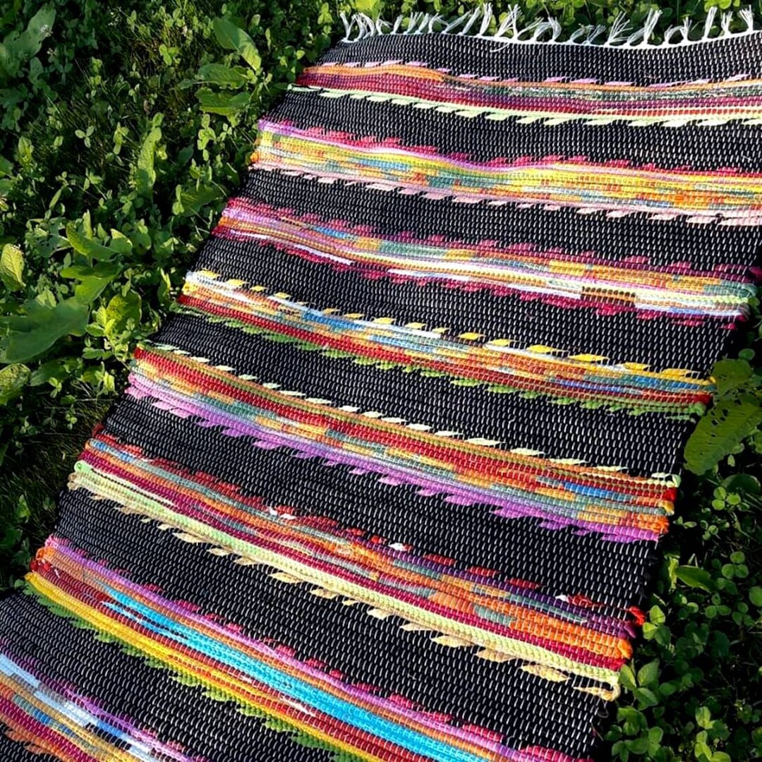 Striped Kitchen Rag Rug Runner Cotton Bathroom Mat Boho Area - Etsy