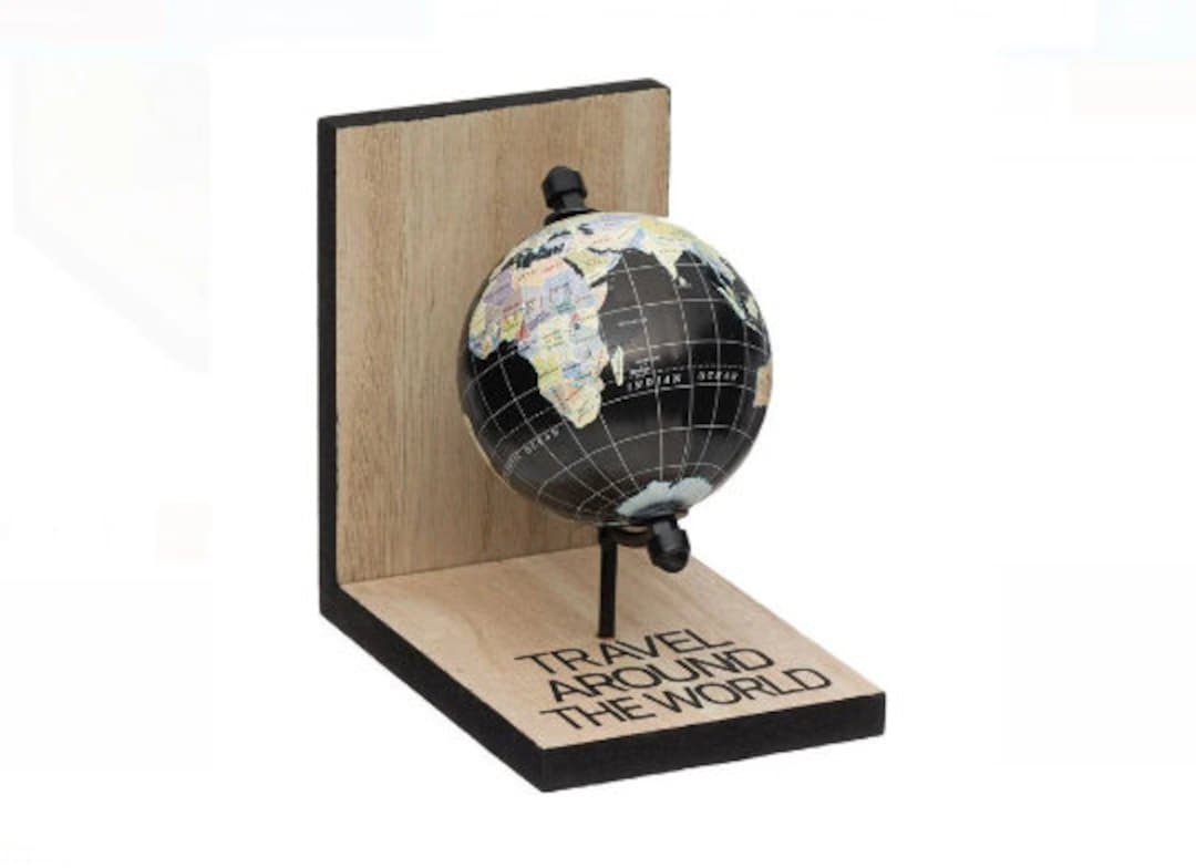 Bookend Travel Around the World, Shelf Decor Wooden Bookend - Etsy