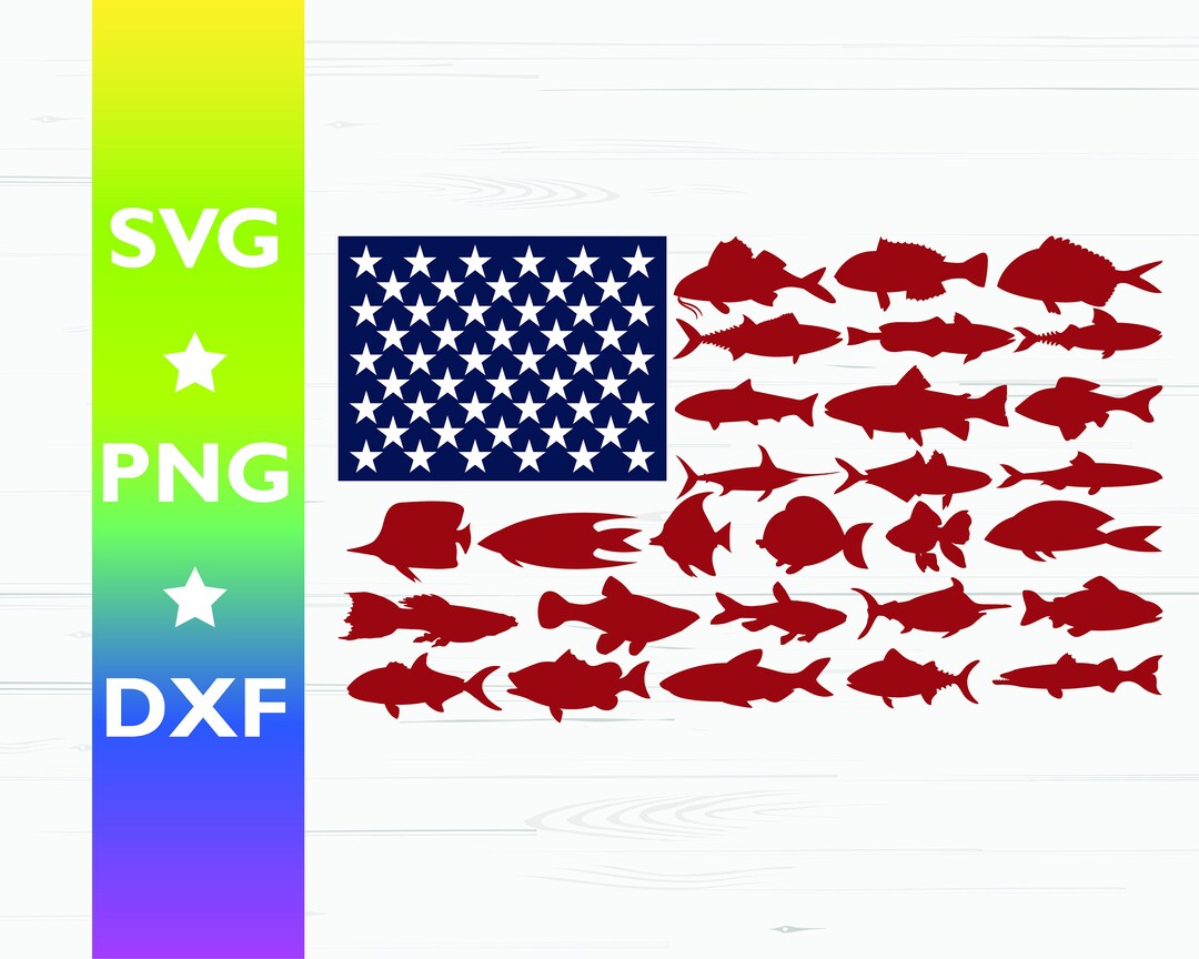 American Flag Fish Svg, 4th of July Svg, Memorial Day Svg, Fish Svg ...