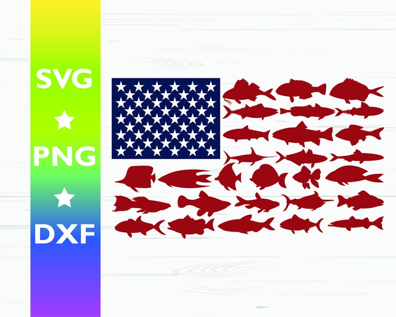 American Flag Fish Svg, 4th of July Svg, Memorial Day Svg, Fish Svg ...