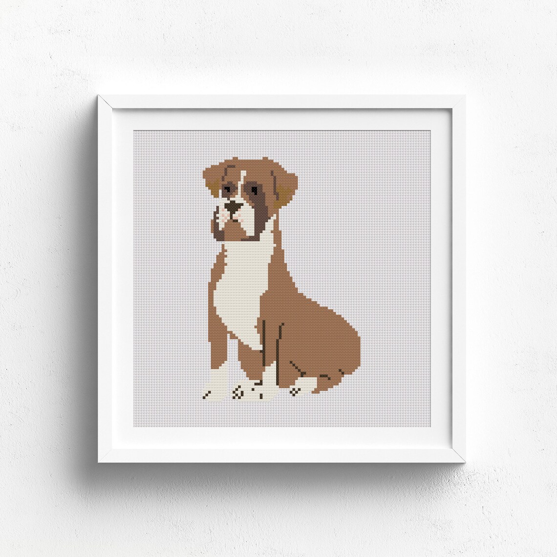 Brown Boxer dog cross stitch pattern PDF digital file | Etsy