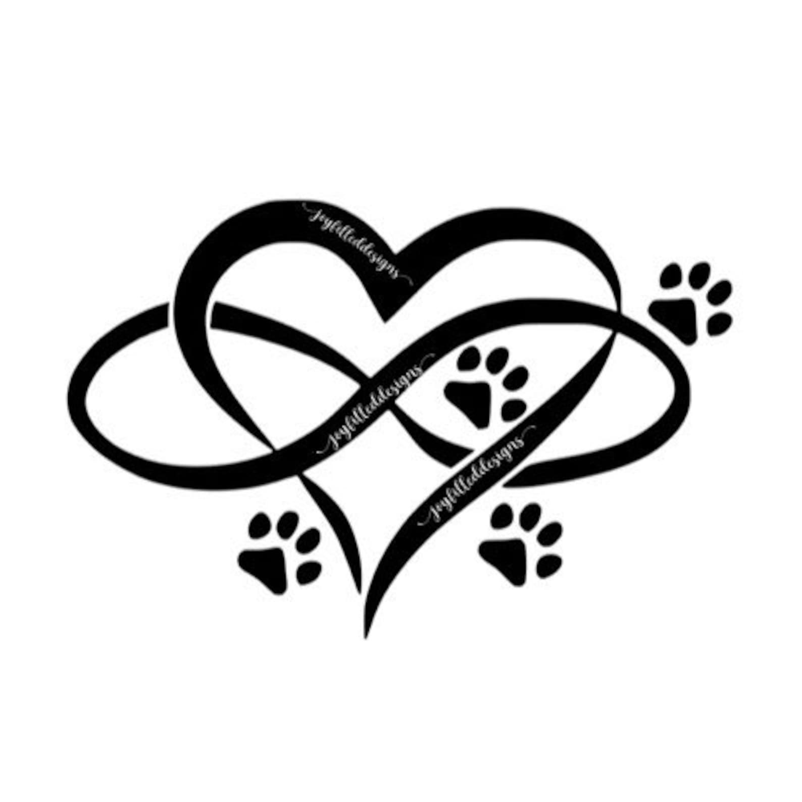 SVG Infinity Heart Paw Prints Cutting File Dog Cat Love | Etsy