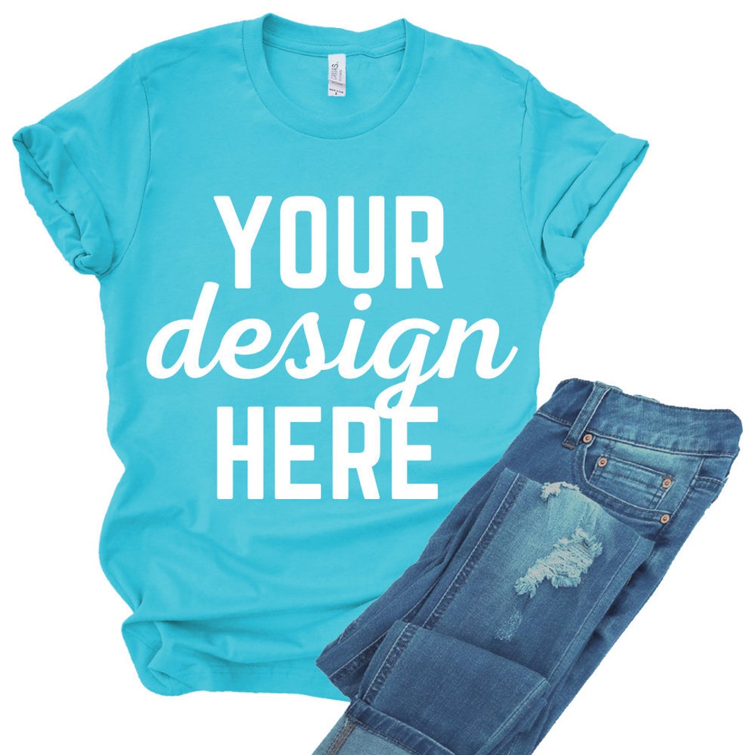 3001 Bella TURQUOISE T-shirt Mockup, Spring Color Shirt Flatlays ...