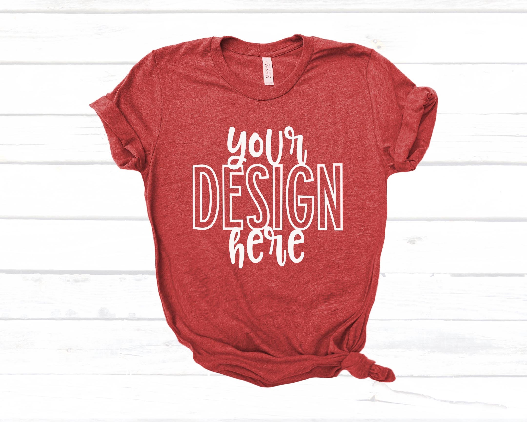 Bella Canvas 3001 Heather Red Mockup T-shirt Mockup Wood | Etsy