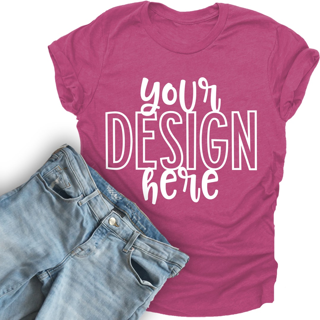 Gildan Tagless HEATHER BERRY Flatlay T-shirt Mockup Soft Style Mock up ...