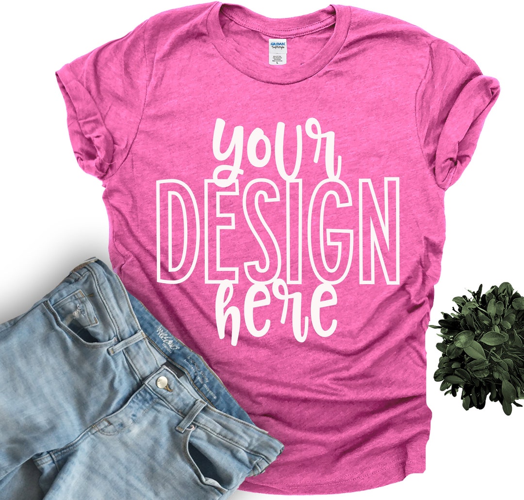 Gildan Soft Style HEATHER BERRY Mockup, Gildan Flatlay, Shirt Mock Up ...