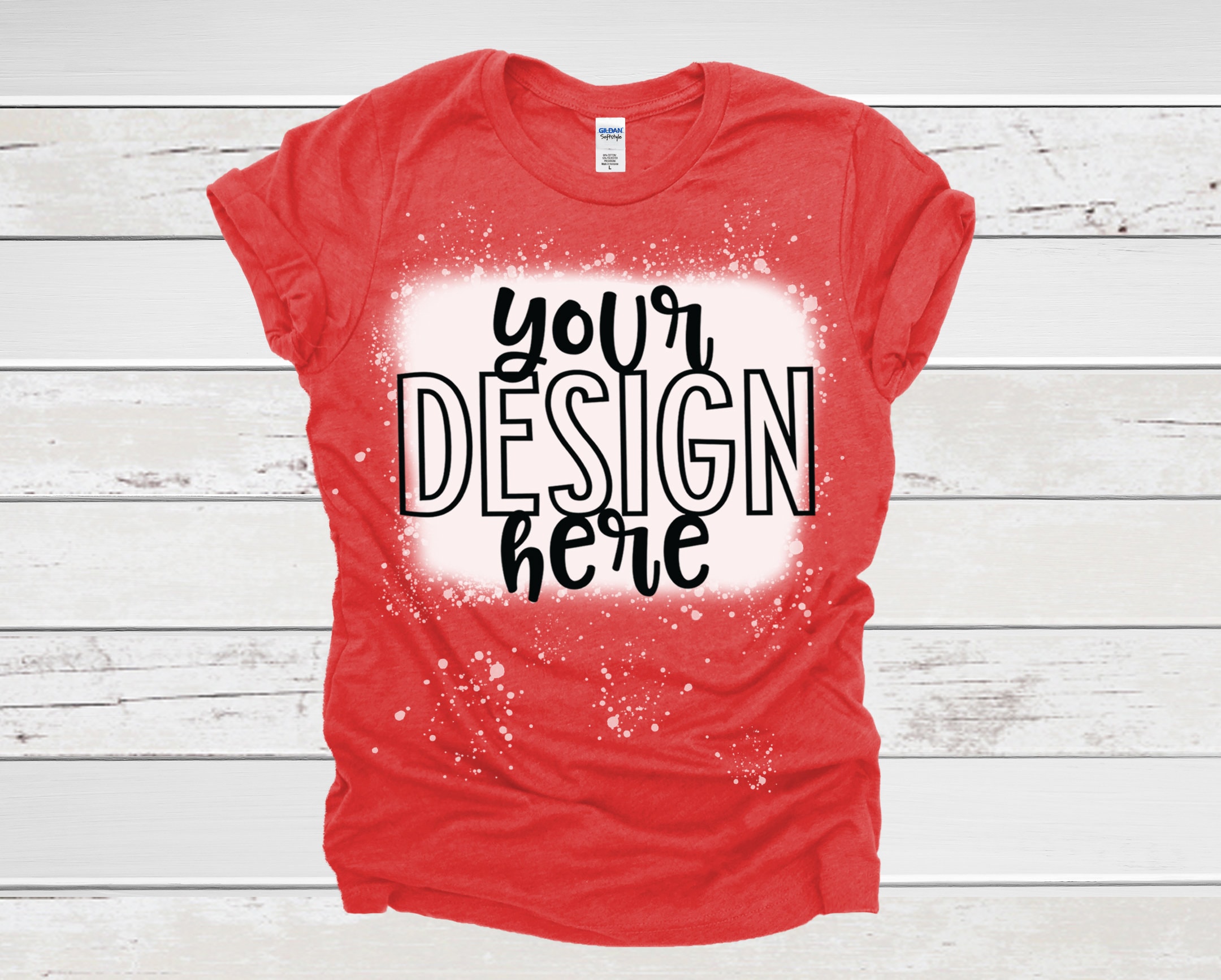 Bleached Shirt Mockup Gildan Soft Style HEATHER RED Bleached | Etsy