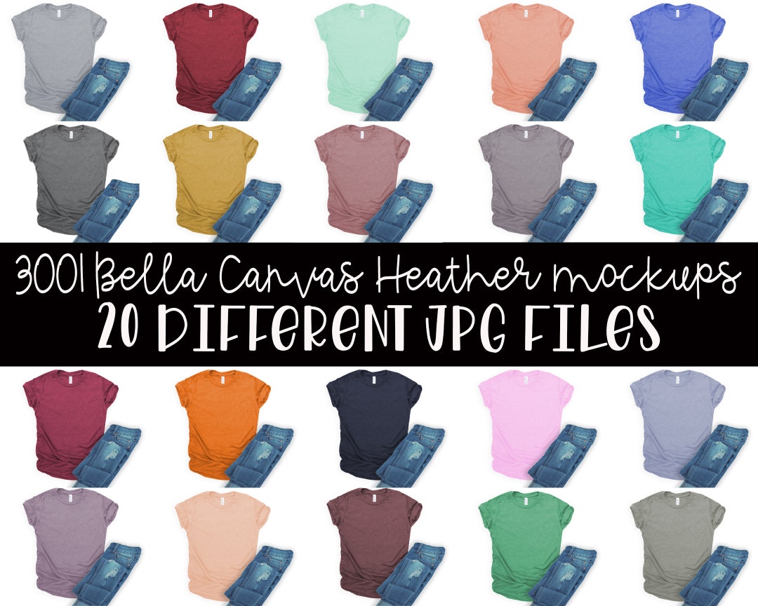 3001 Bella Canvas Heather Mockup Bundle 20 Heather Flatlays by Printed ...