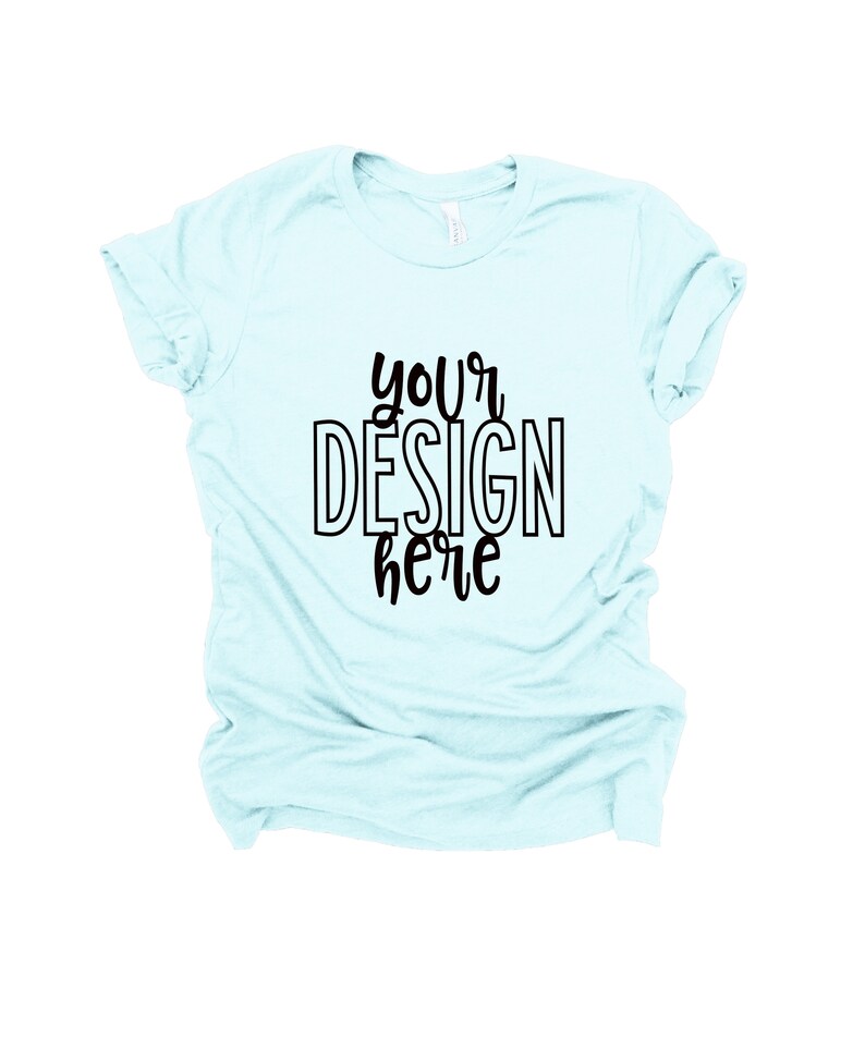 3001 Bella Canvas Heather Ice Blue Flatlay by Printed Pelican | Etsy