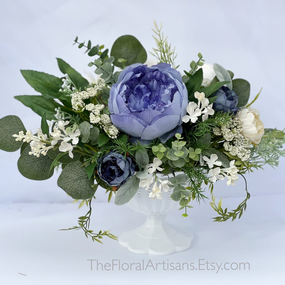 Garden Style Floral Arrangement Blue Floral Arrangement Periwinkle Blue ...
