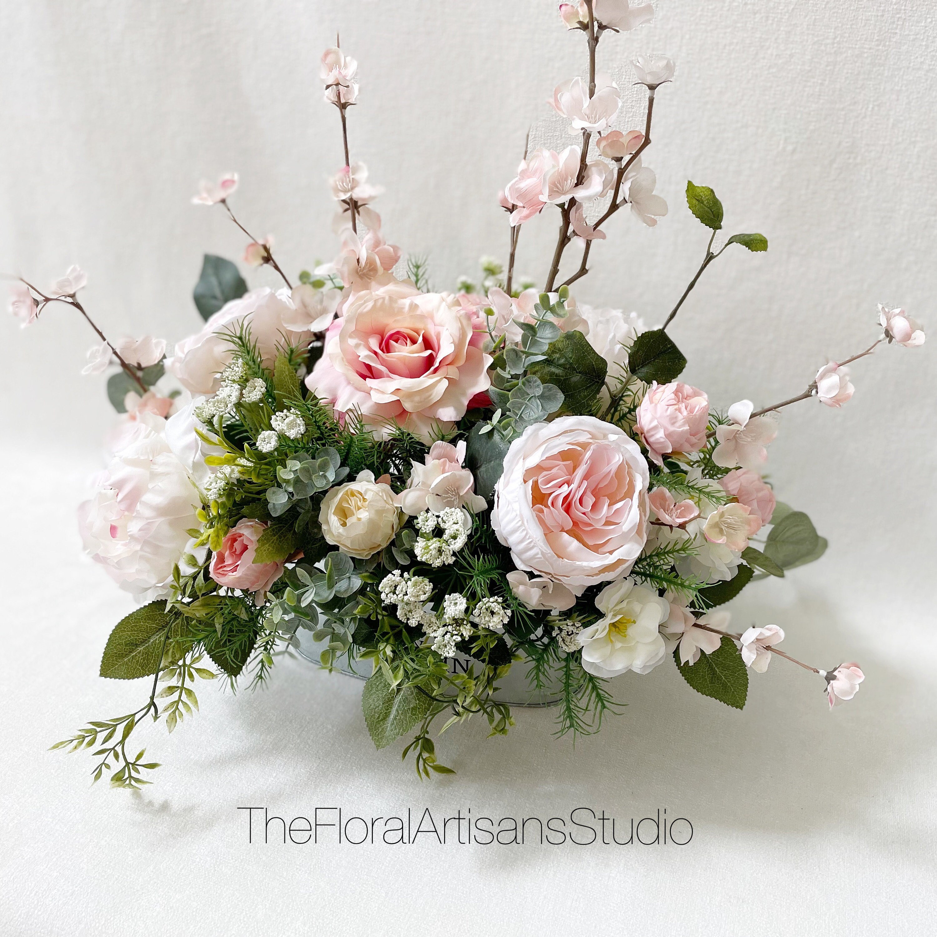 Spring Farmhouse Style Floral Arrangement Pink Floral - Etsy
