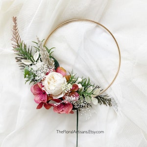 Hoop Faux and Dried Flowers Cake Topper - Floral Cake Topper - Fall ...