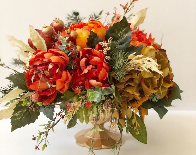 Fall Floral Arrangement, Fall Farmhouse Home Decor, Fall Pumpkin ...