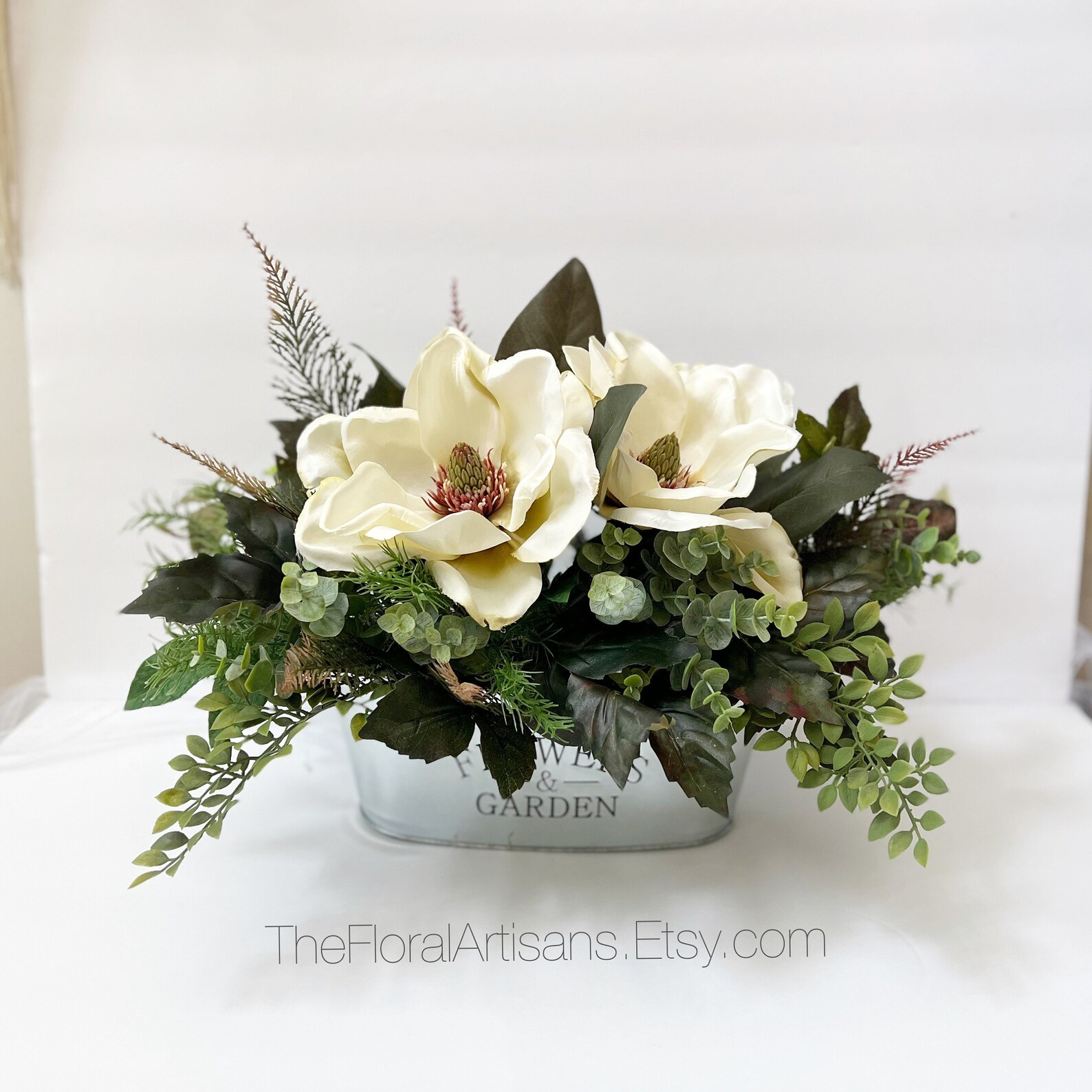 Farmhouse Floral Arrangement Magnolias Floral Arrangement - Etsy