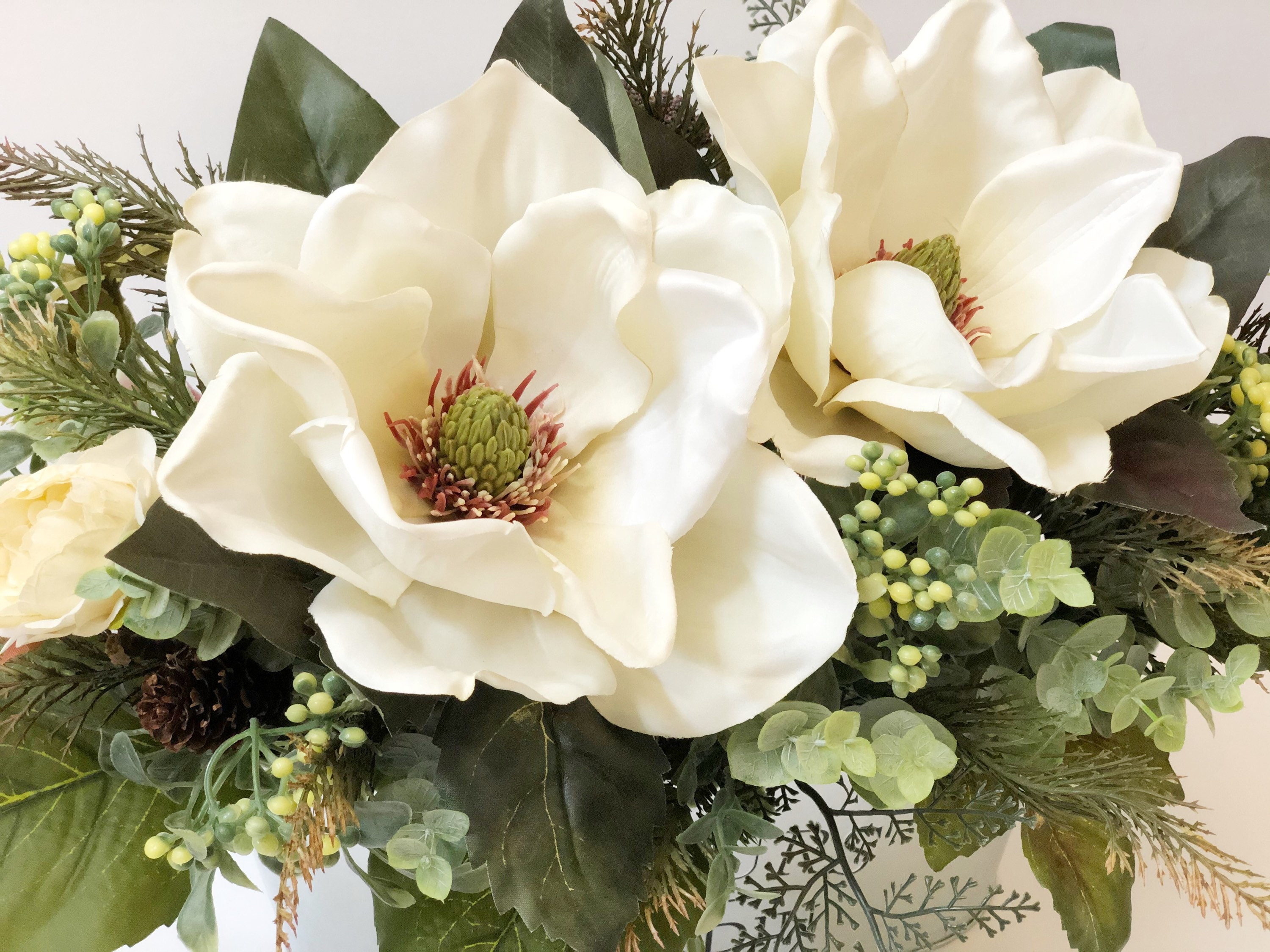 Farmhouse Floral Arrangement | Magnolias Floral Arrangement | Magnolia ...