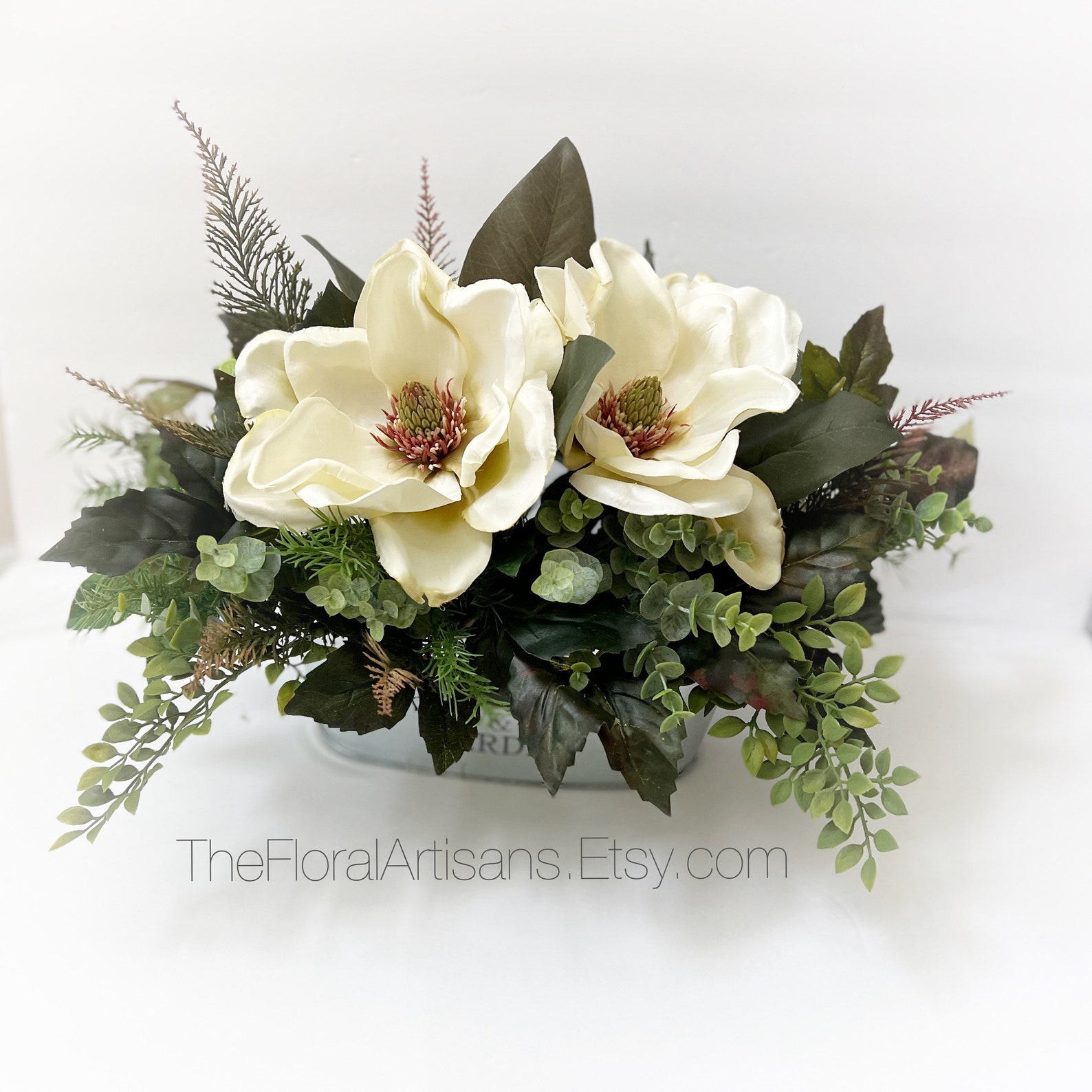 Farmhouse Floral Arrangement | Magnolias Floral Arrangement | Magnolia ...