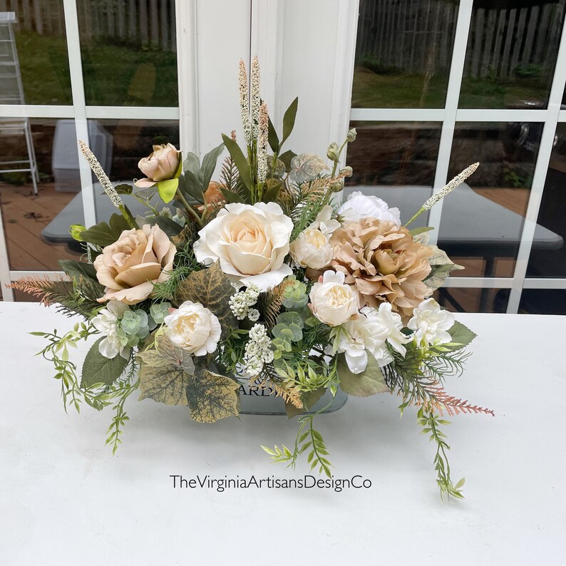 Farmhouse Style Floral Arrangement Neutral Colors Floral - Etsy