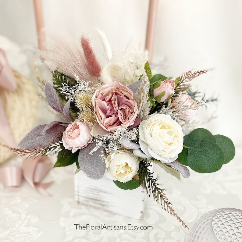 Boho Floral Centerpiece Soft Pink Floral Arrangement Blush - Etsy