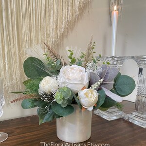 Boho Floral Arrangement White/ Cream Floral Arrangement Desk Floral ...