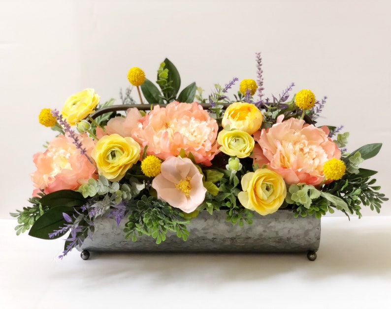 Spring Floral Arrangement Peach and Yellow Floral - Etsy