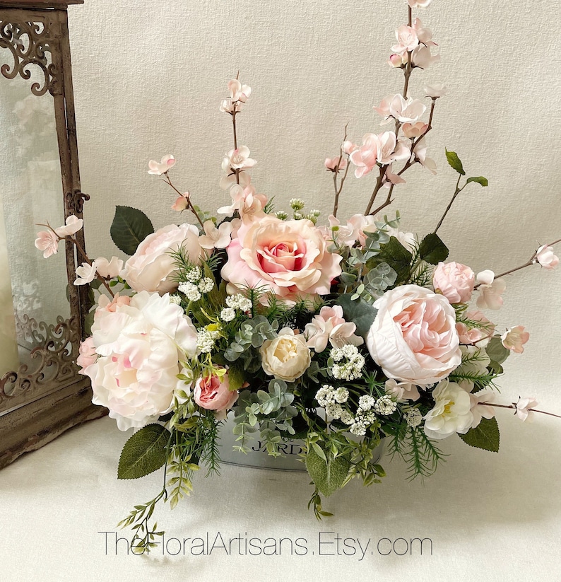 Spring Farmhouse Style Floral Arrangement Pink Floral - Etsy