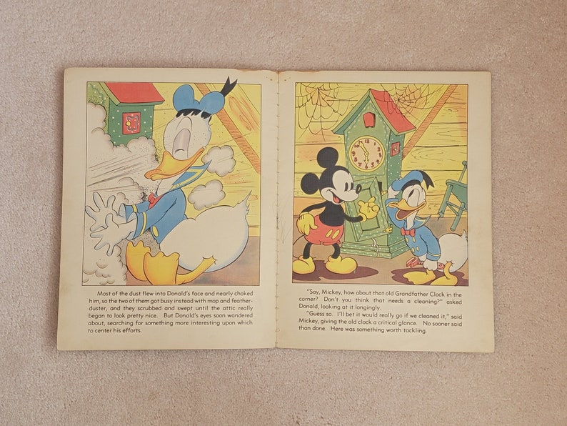 Disney's Clock Cleaners Mickey Mouse Linen-like Book 1938 - Etsy