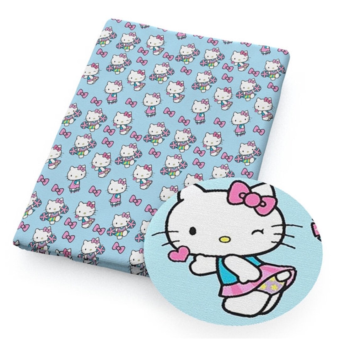 Hello Kitty Cute Blue Fabric Fabric Cartoon Anime Polyester Cotton ...