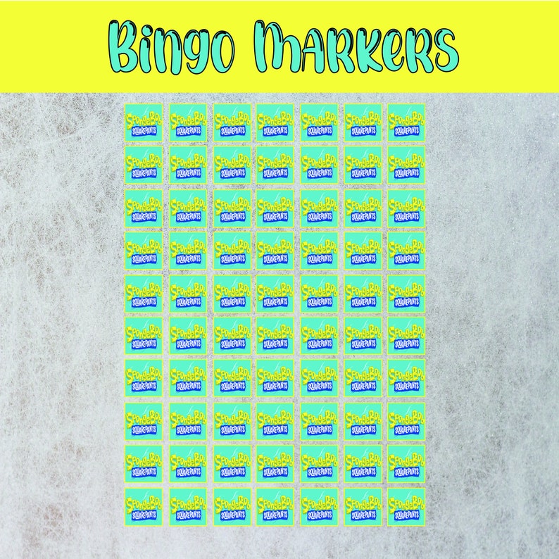 Spongebob Printable Bingo Game Fun Digital Bingo Game - Etsy