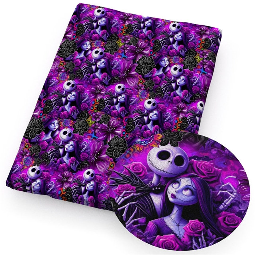 The Nightmare Before Christmas Fabric Fabric Cartoon Purple Polyester ...