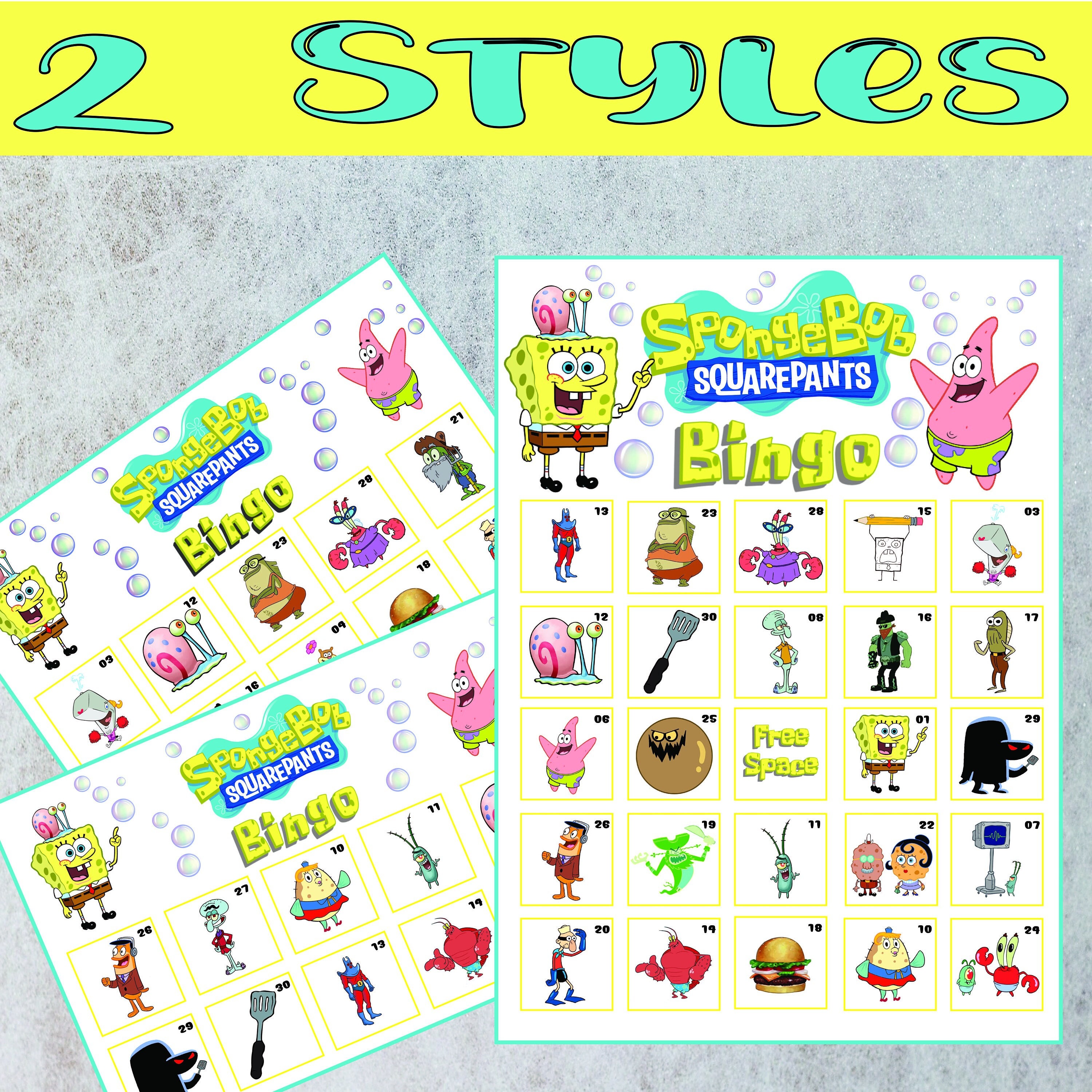 Spongebob Printable Bingo Game Fun Digital Bingo Game - Etsy Australia