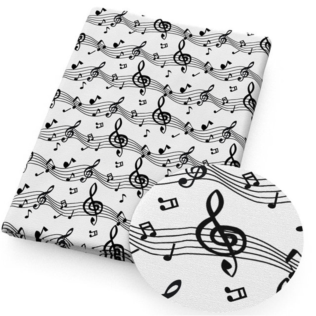 Musical Notes Fabric Fabric Cartoon Anime Polyester Cotton Fabric by ...