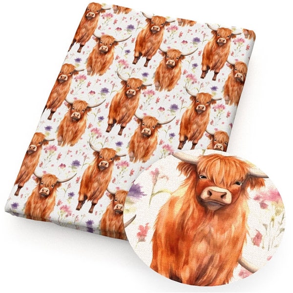 Highland Cow Kids Print Fabric - Etsy