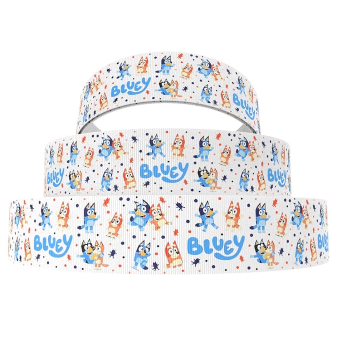 Bluey and Friends White 10 Yards9.14 Meters Cartoon Grosgrain Ribbon ...
