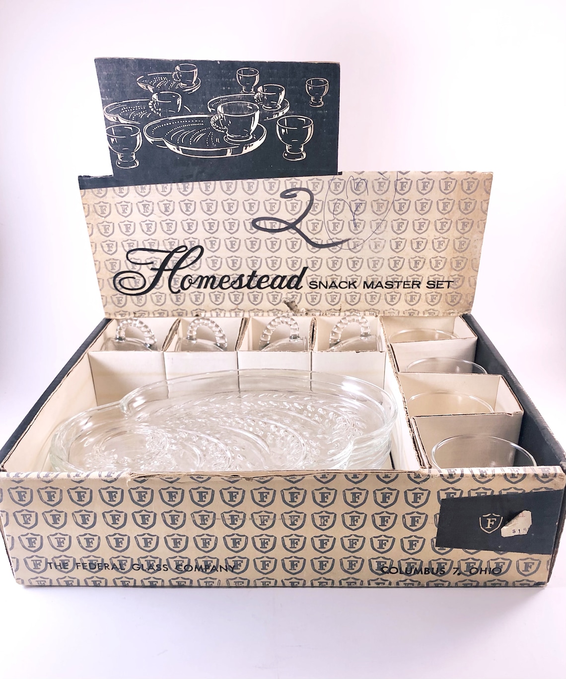 Vintage Homestead Master Snack Set - Federal Glass Co. Hospitality Set ...