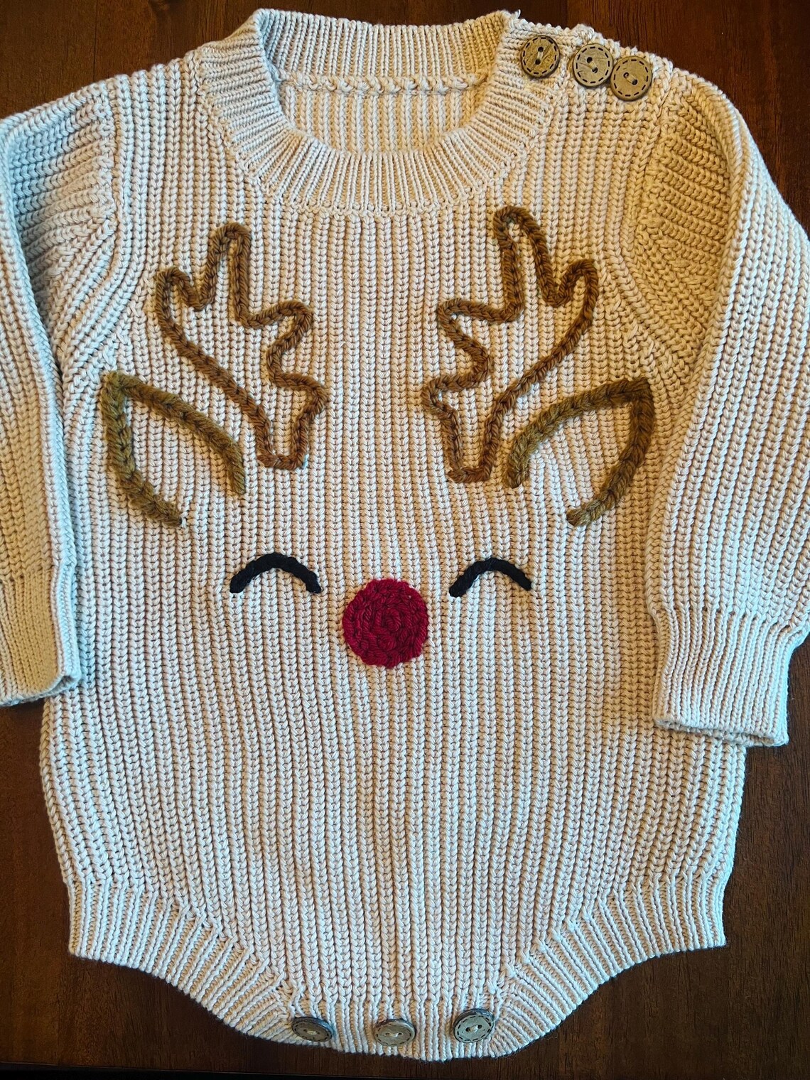 Childrens Christmas Rudolph Inspired Embroidered Sweater - Etsy