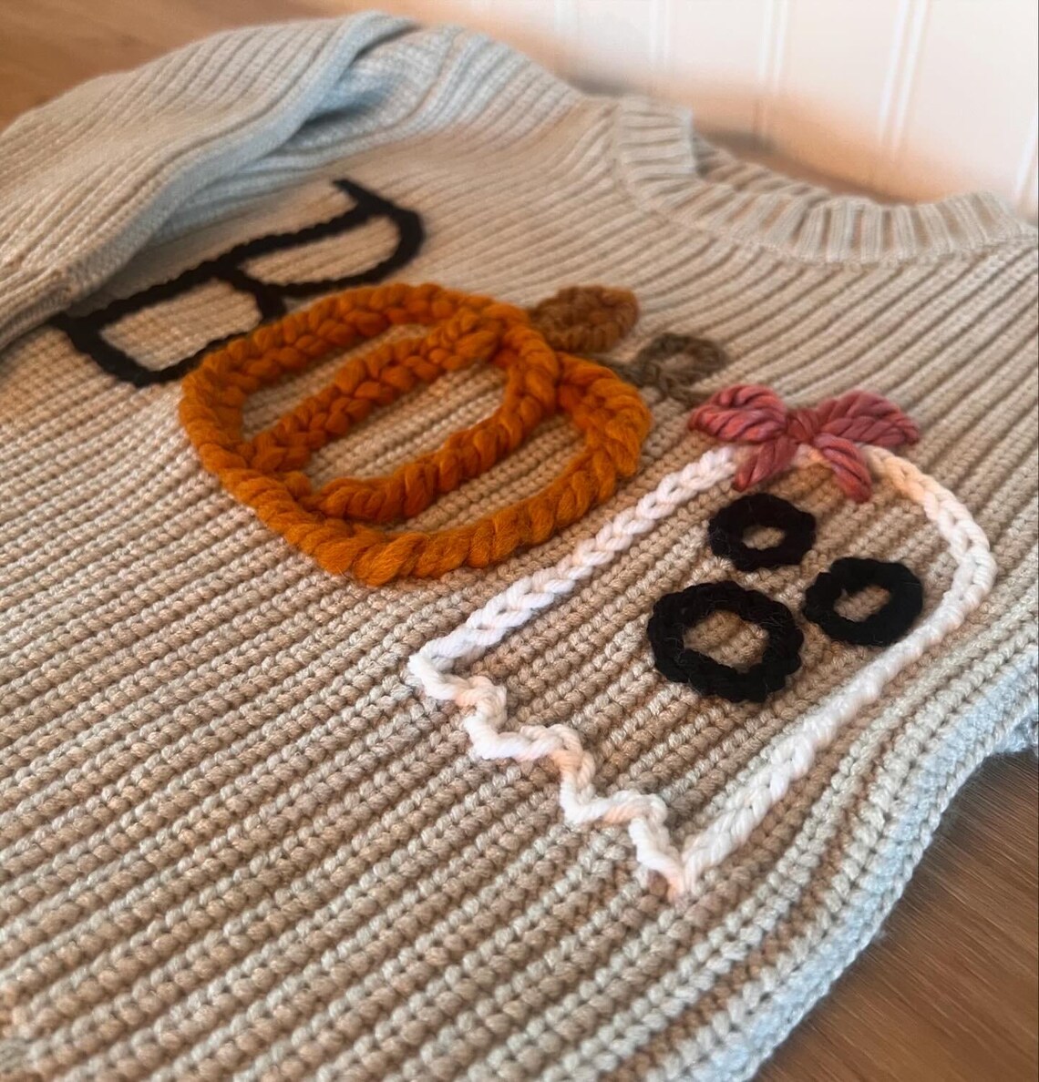 Childrens Boo Pumpkin Embroidered Sweater - Etsy