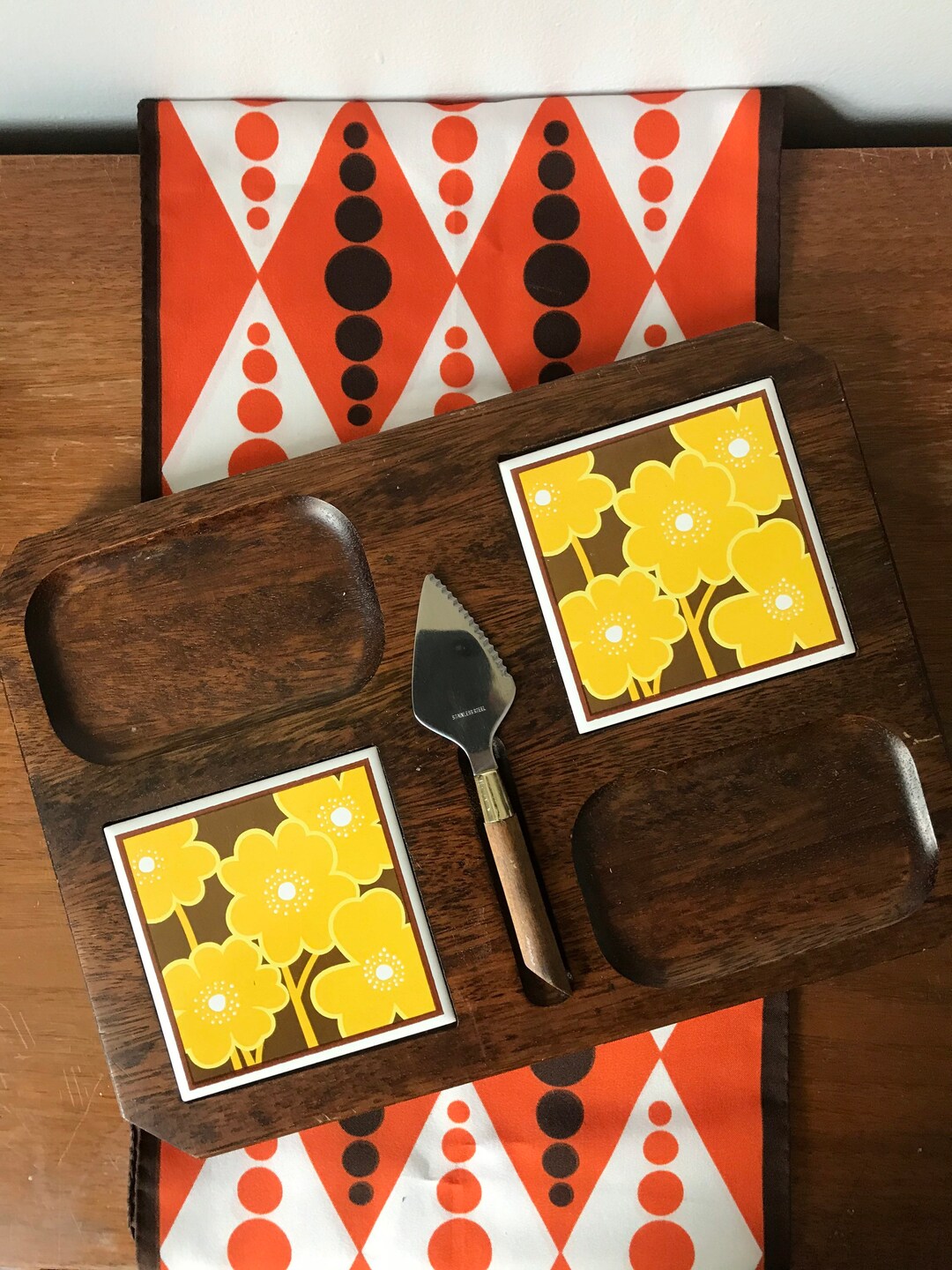 70s Japanese Hardwood Cheese Board With Knife - Etsy