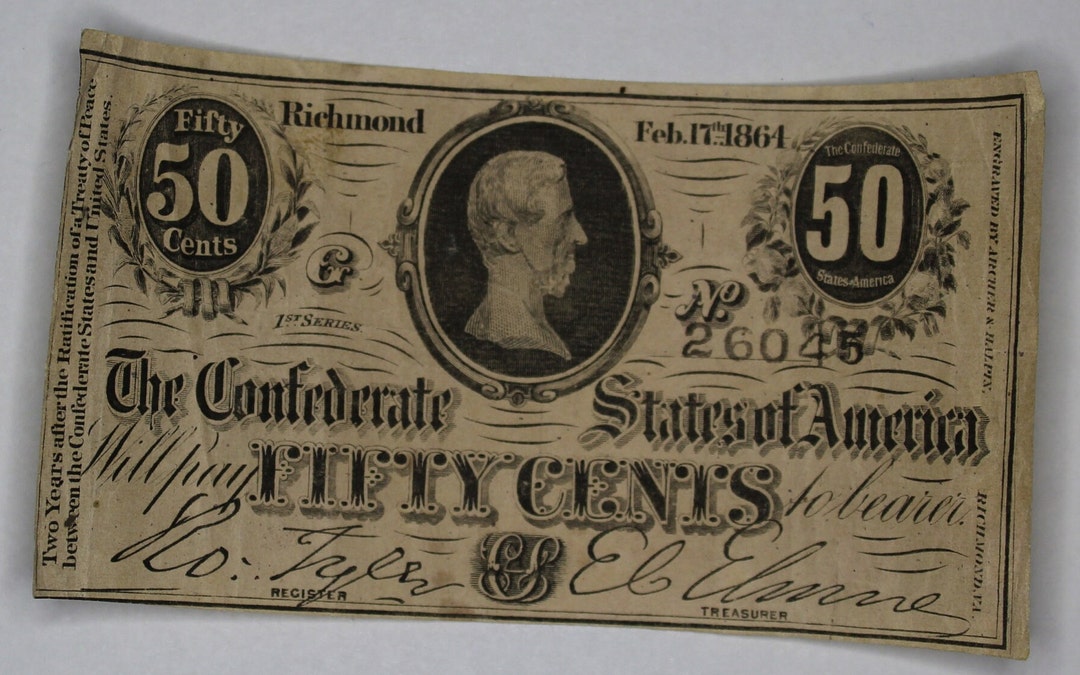 1864 50 Cent Confederate Civil War Note - Etsy