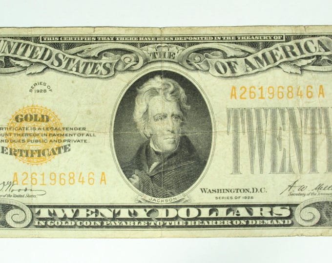 1928 US 20 Dollar Gold Note - Etsy