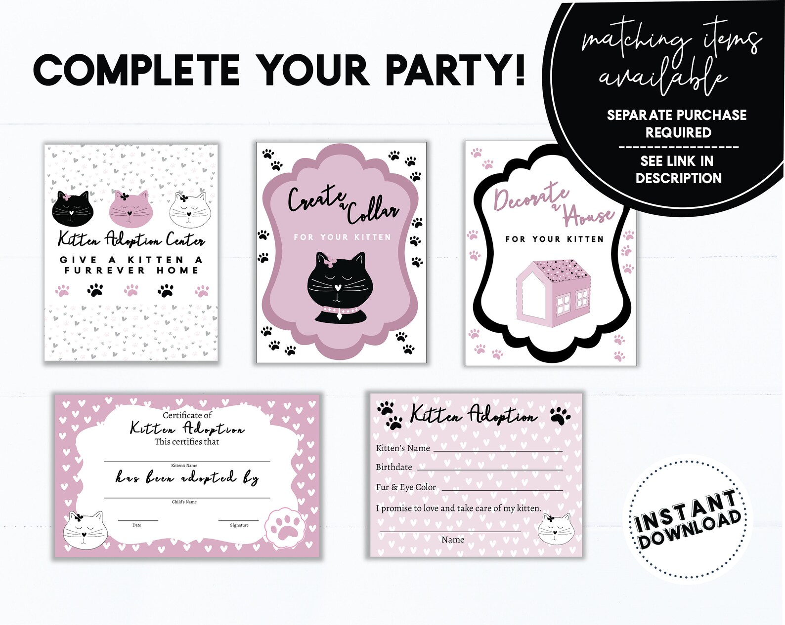 Digital Download Cat Birthday Invitation Template Instant - Etsy