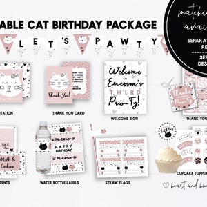 Digital Download Cat Birthday Invitation Template Instant - Etsy